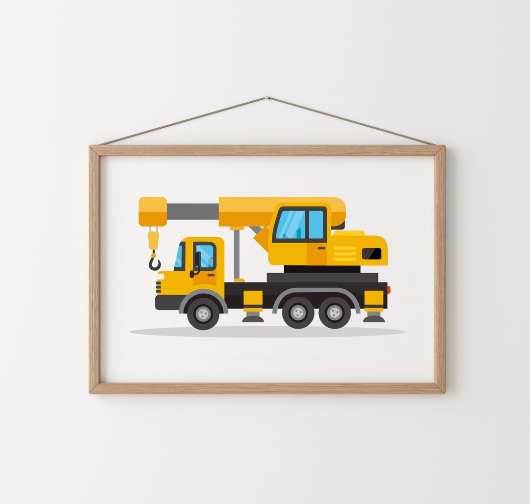 Crane Print, Construction Vehicle Poster, Kids Poster, Boy Room Decor ...