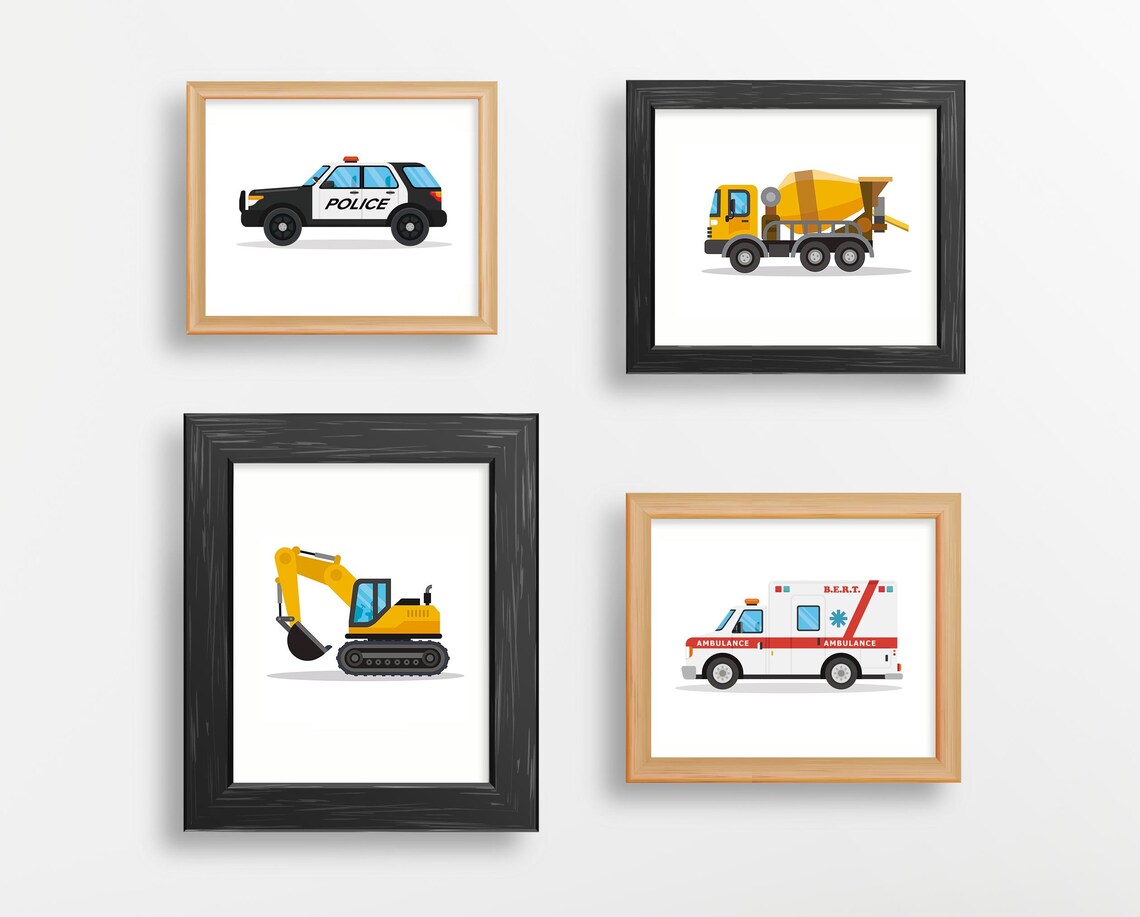 Ambulance Print, Emergency Vehicle Poster, Children Poster, Boy Room ...