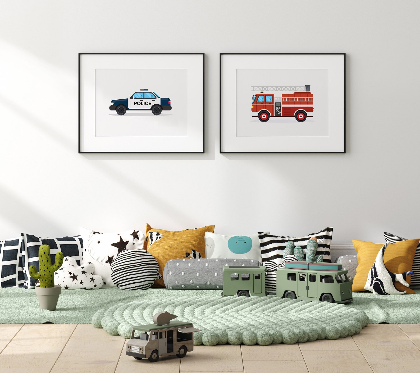 Fire Truck Print, Firetruck Art Print, Transportation Wall Decor ...