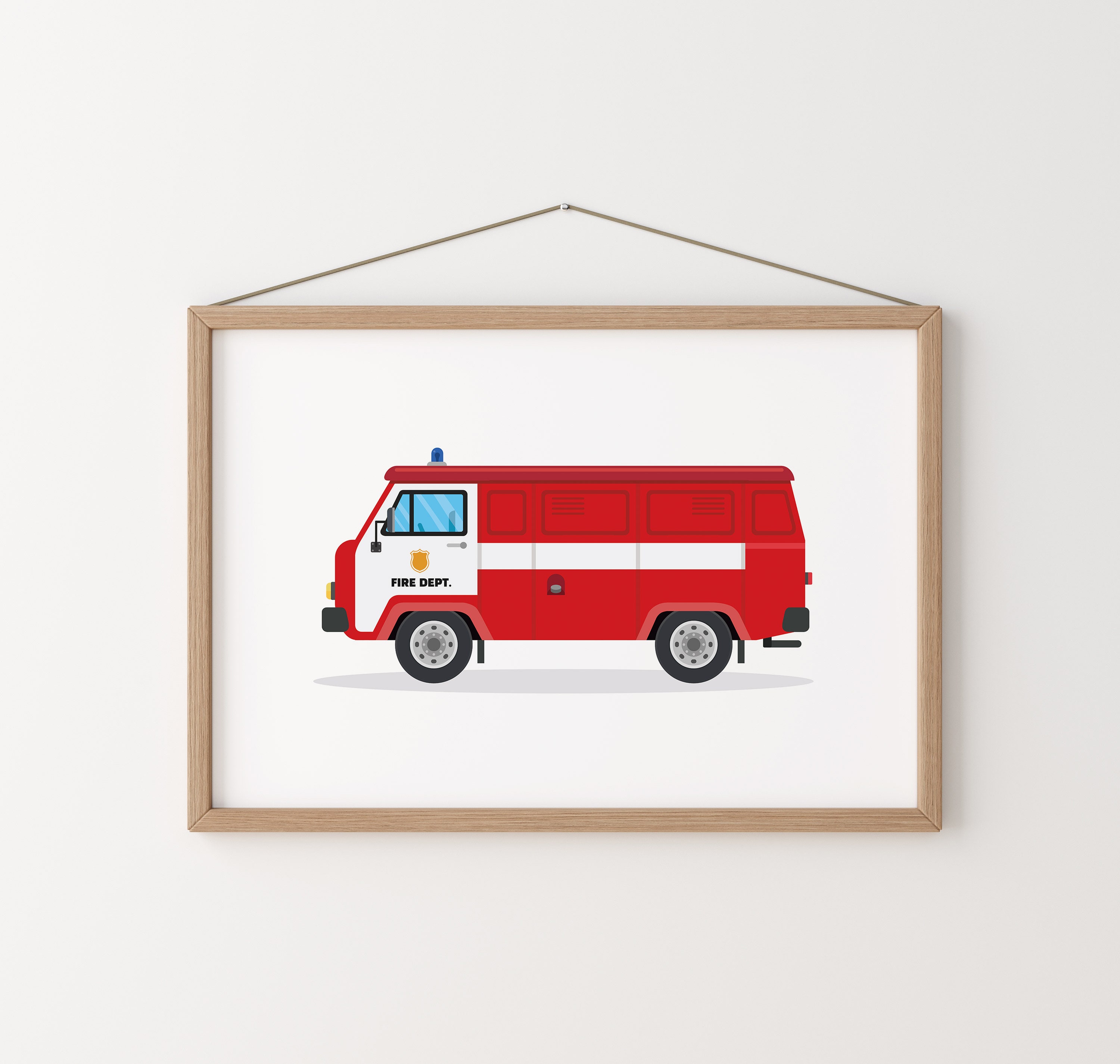 Fire Truck Print, Fire Truck Printable, Vehicle Prints, Transportation ...