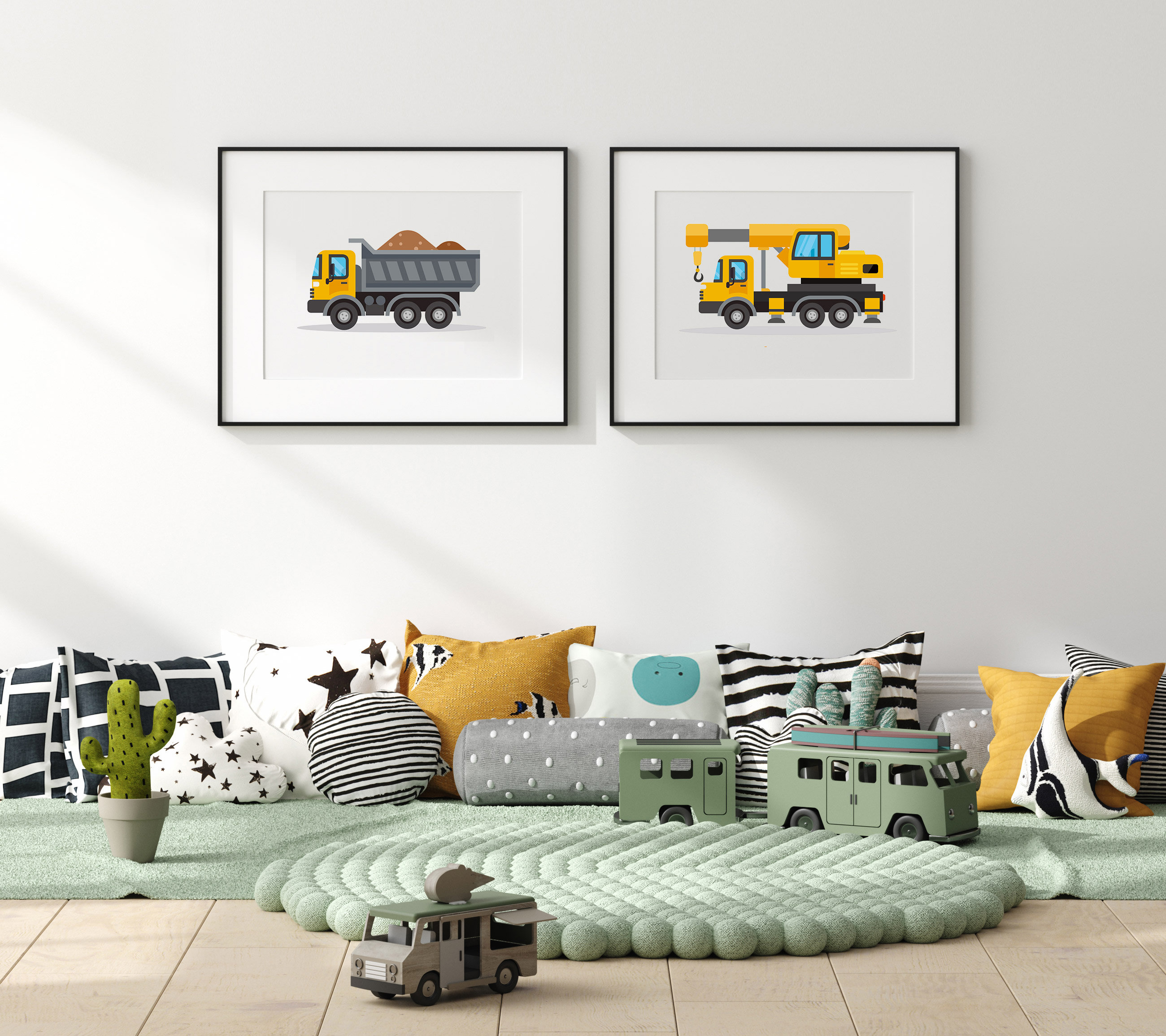 Dump Truck Print, Construction Vehicle Poster, Kids Poster, Boy Room ...