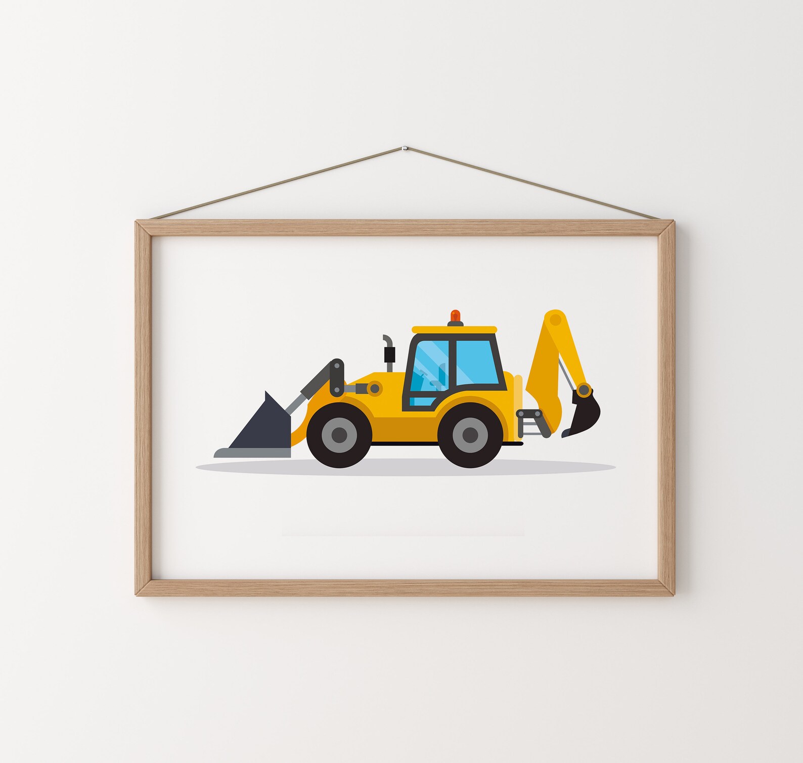 Backhoe Loader Print, Construction Vehicle Poster, Kids Poster, Boy ...