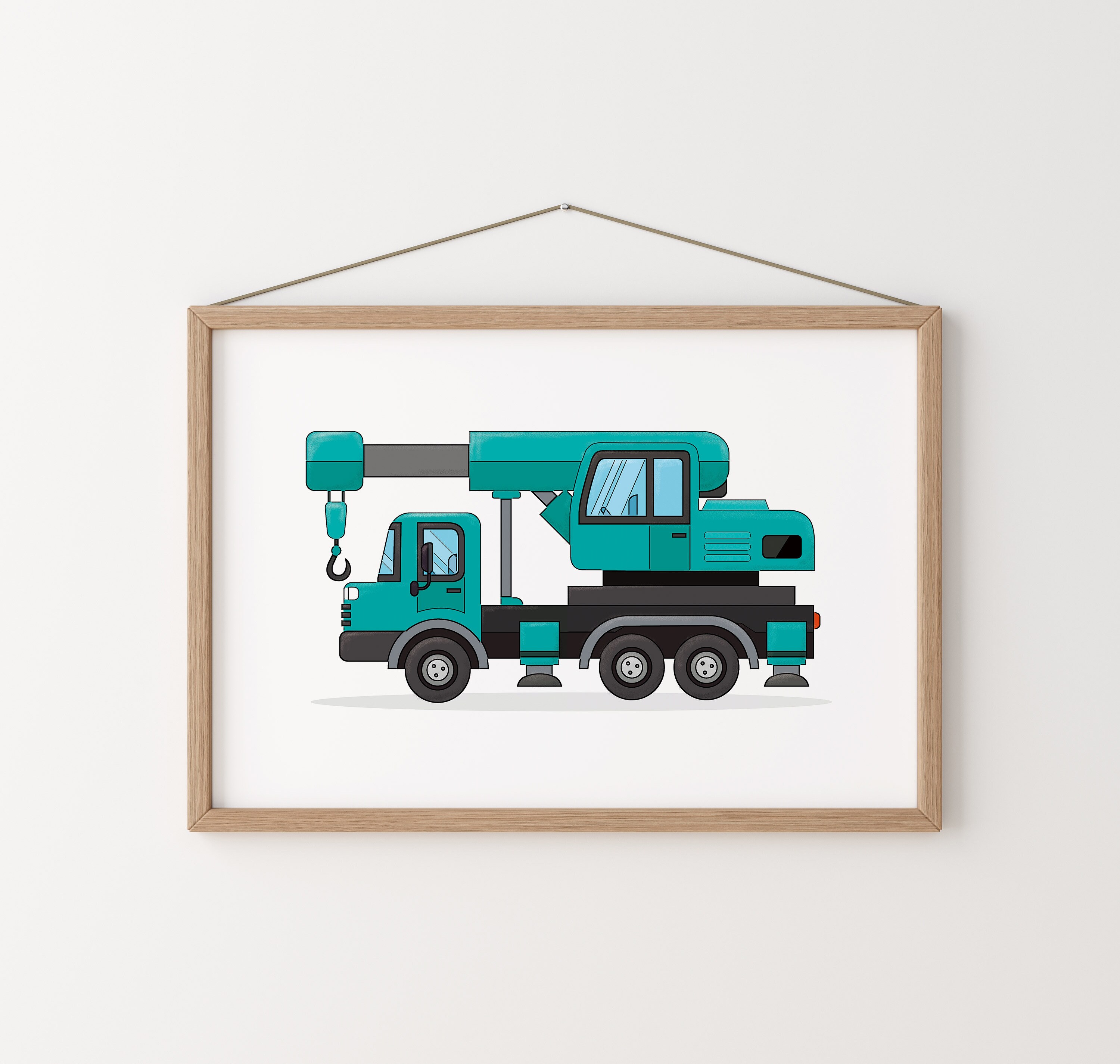 Crane Print, Construction Vehicle Poster, Children Poster, Boy Room ...