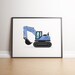 Excavator Print, Construction Vehicle Poster, Children Poster, Boy Room ...