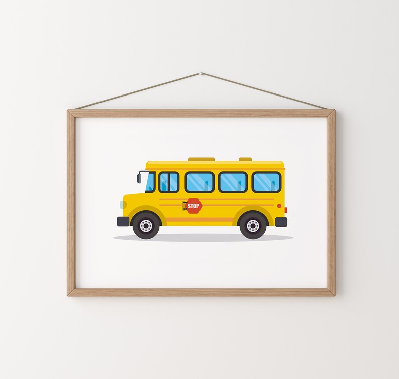 School Bus Print, Bus Print, Transportation Wall Decor, Vehicle Prints ...