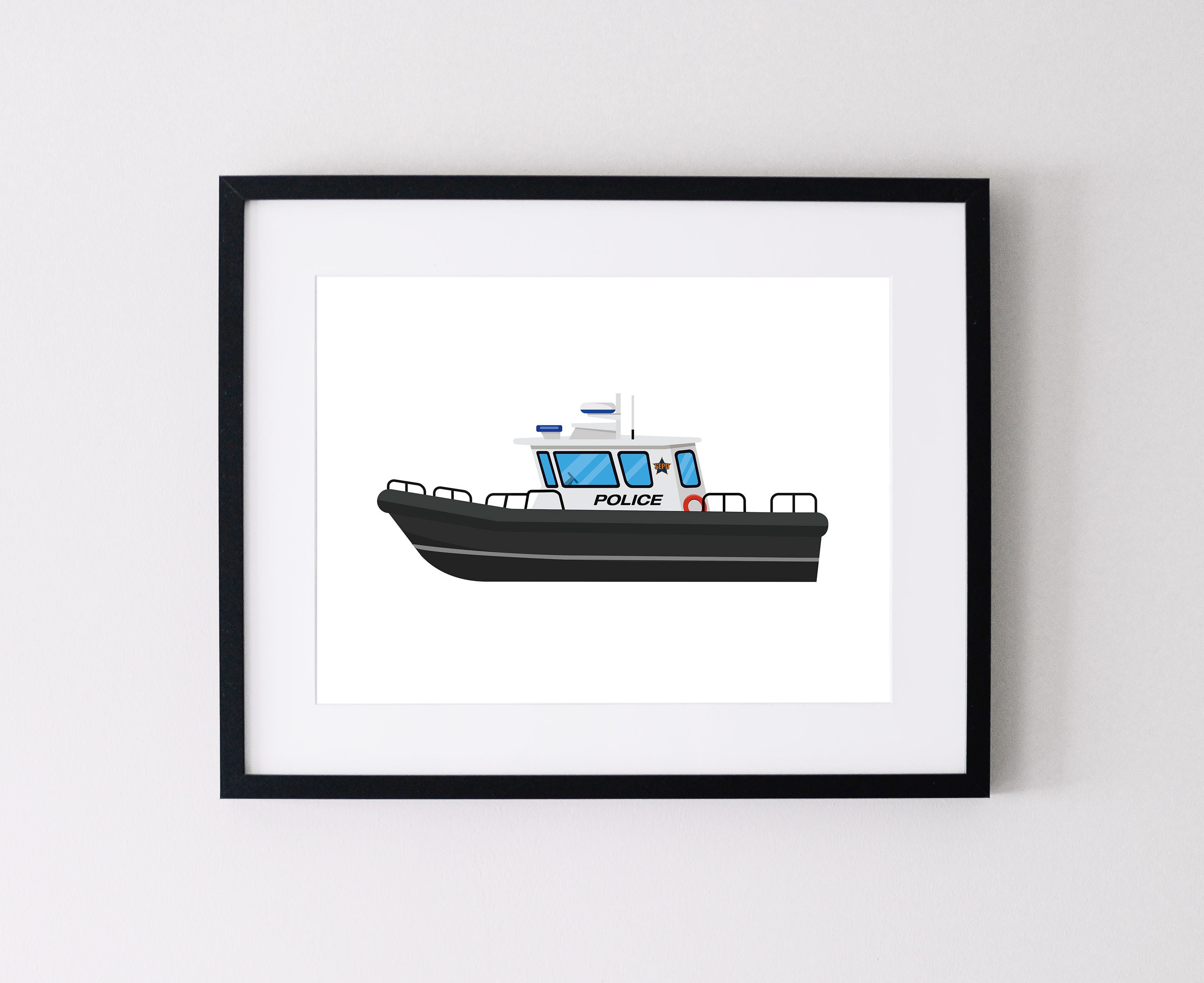 Police Boat Print, Police Boat, Police Watercraft, Police Wall Decor ...