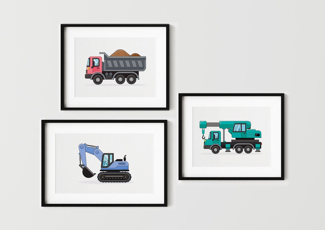 Excavator Print Construction Vehicle Poster Children Poster - Etsy