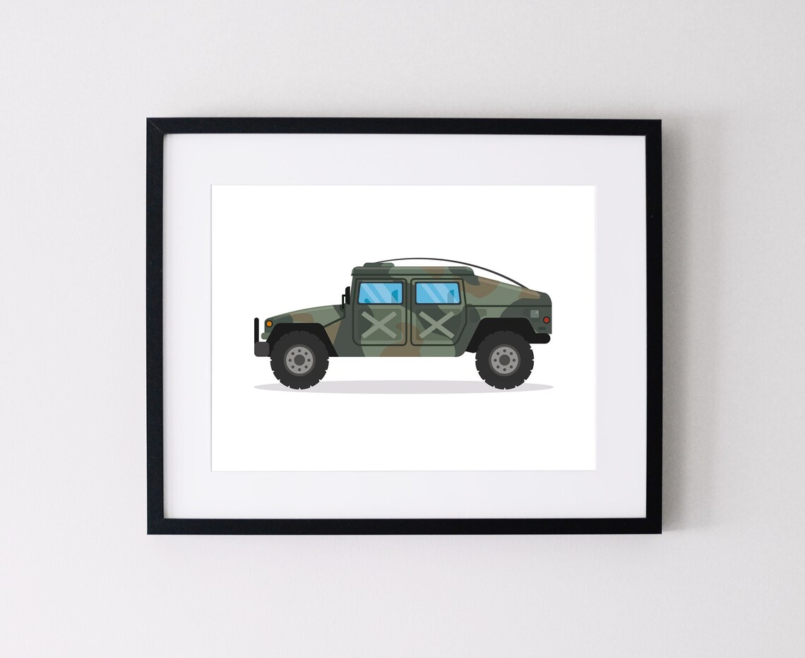 Military Car Print, Army Vehicle Print, Hummer, Transportation Wall ...