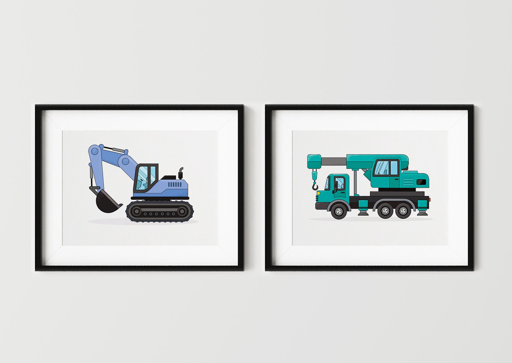 Excavator Print, Construction Vehicle Poster, Children Poster, Boy Room ...