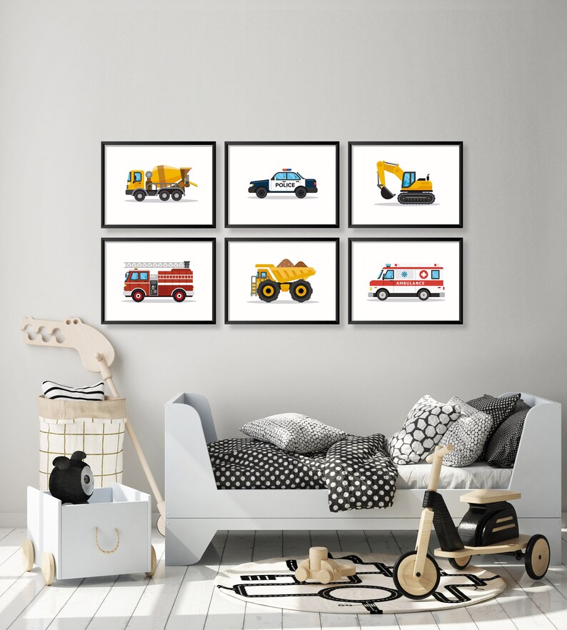 Excavator Print, Construction Vehicle Poster, Kids Poster, Boy Room ...