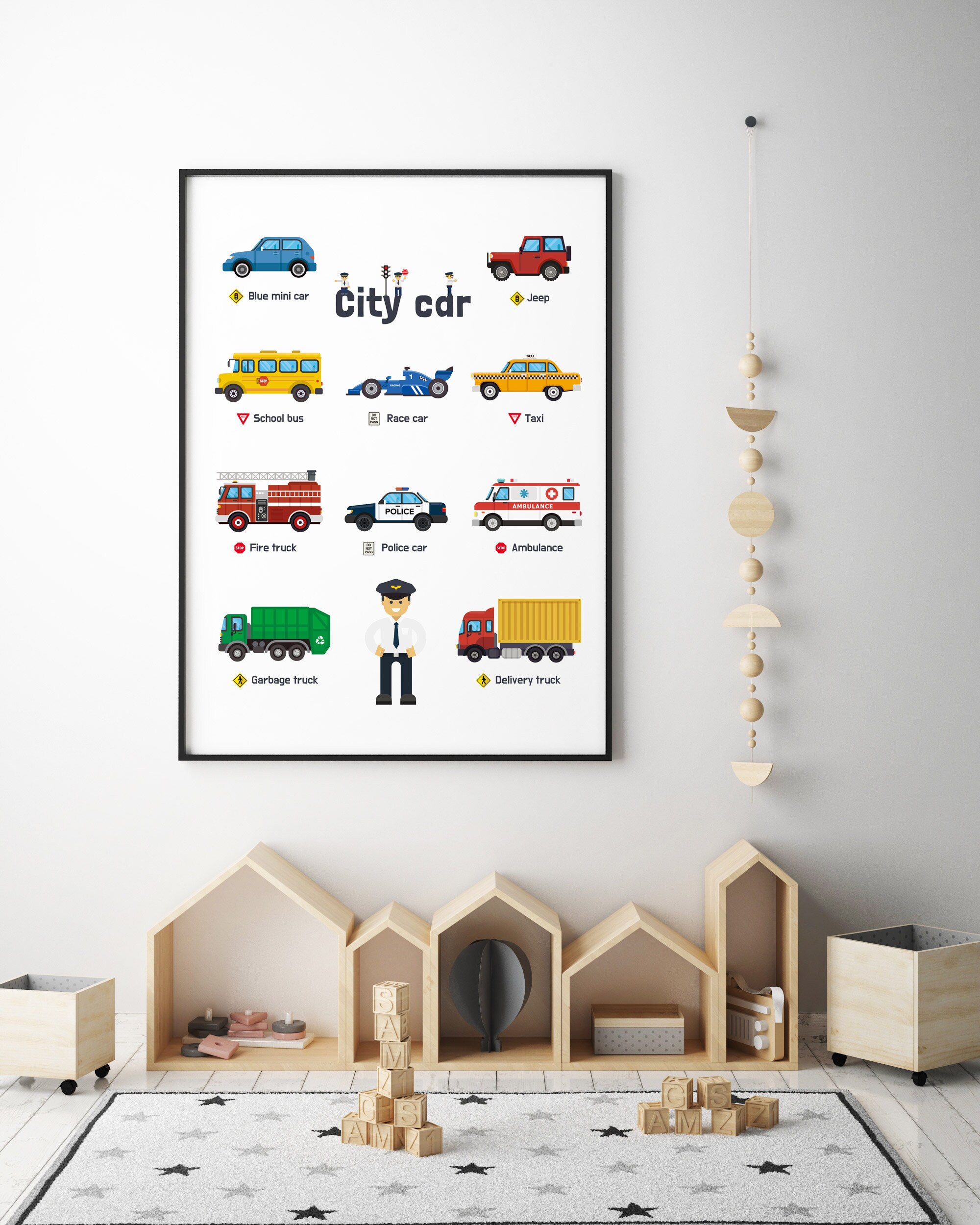 Car Poster, Transport Wall Decor, Car Print, Car Wall Decor, Kids ...