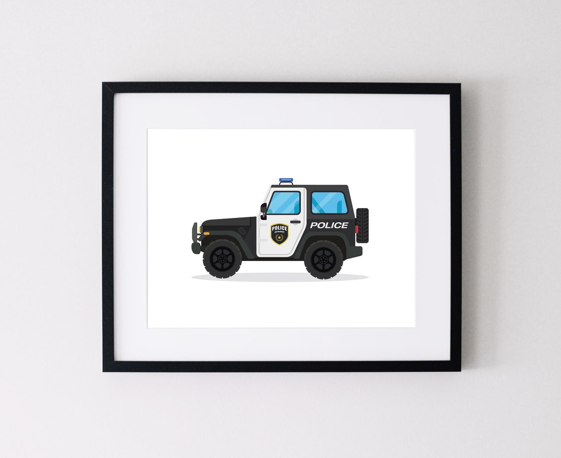 Police Car Print, Police Jeep, Emergency Vehicle Print, Transportation ...