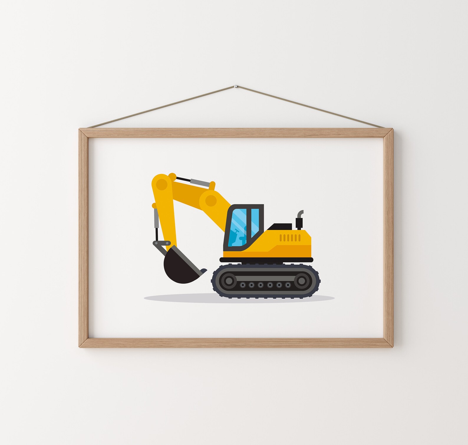 Excavator Print, Construction Vehicle Poster, Kids Poster, Boy Room ...