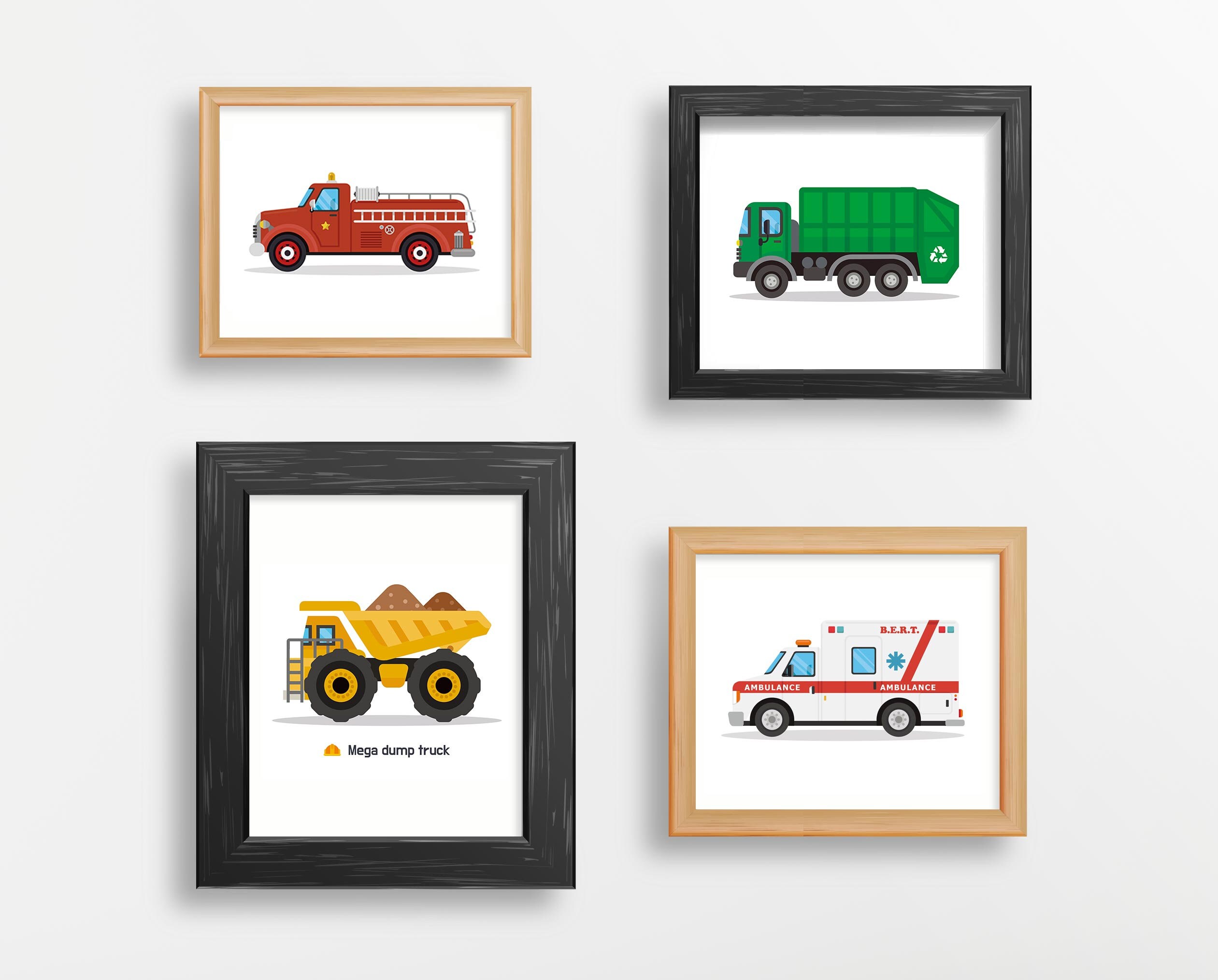 Fire Truck Print, Emergency Vehicle Poster, Children Poster, Boy Room ...
