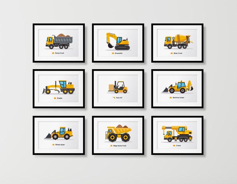 Construction Vehicle Poster, Transport Wall Decor, Car Wall ...