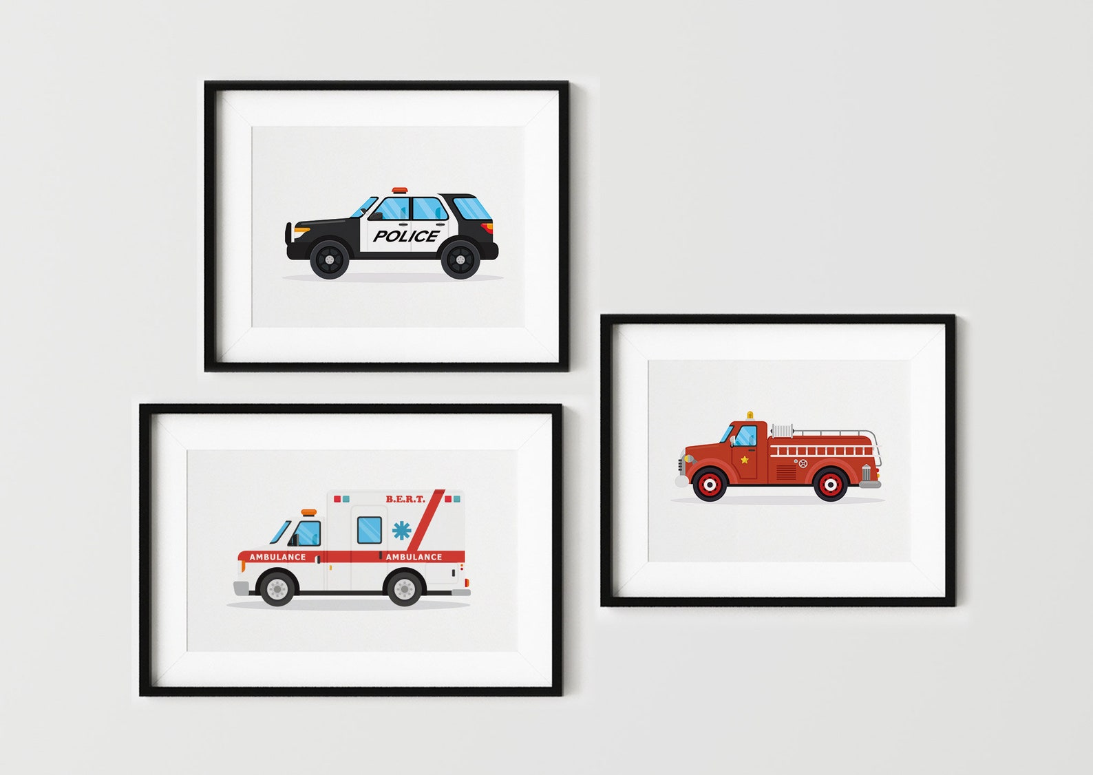 Fire Truck Print, Emergency Vehicle Poster, Children Poster, Boy Room ...