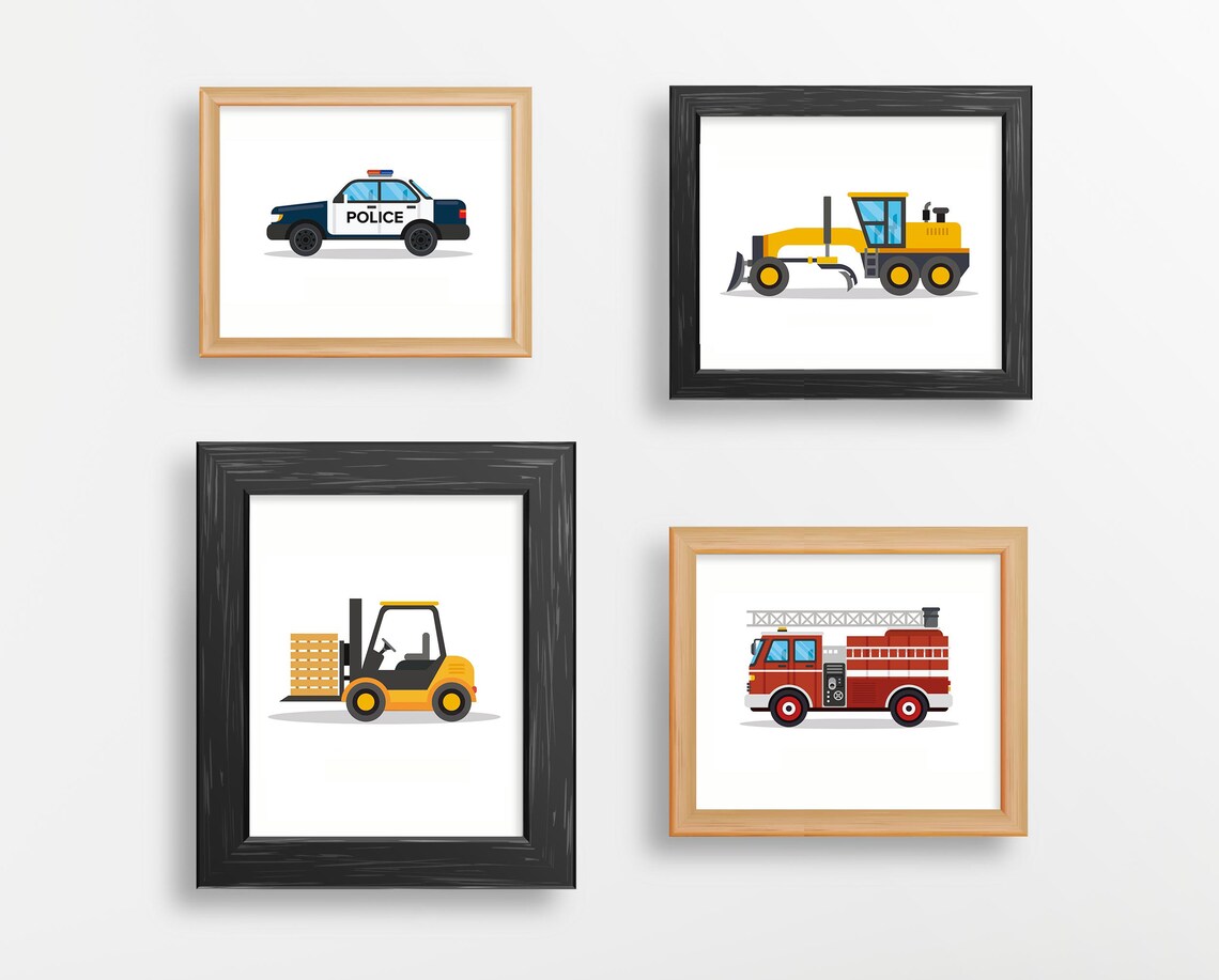 Grader Print Construction Vehicle Poster Kids Poster Boy - Etsy