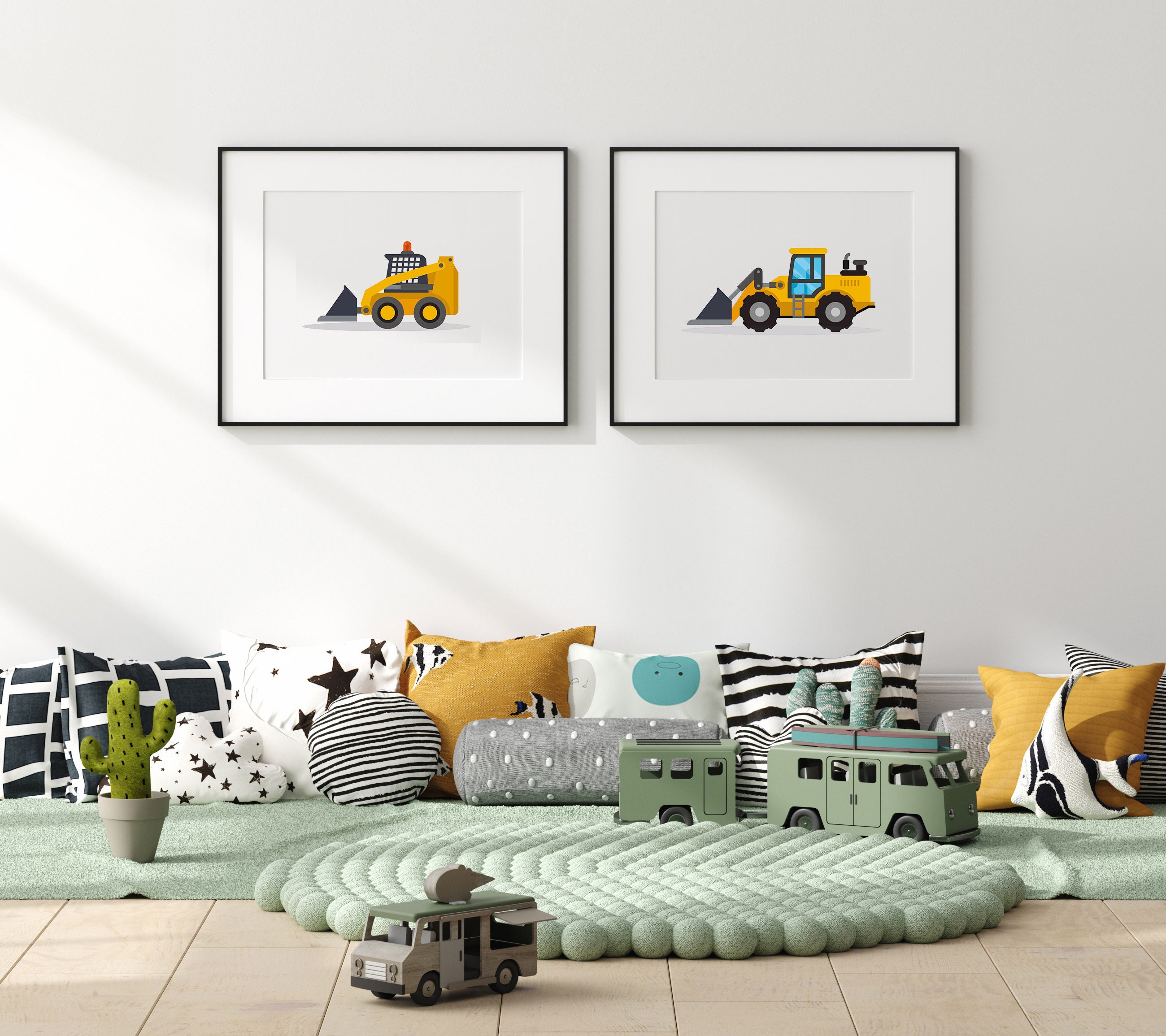 Wheel Dozer Print, Construction Vehicle Poster, Kids Poster, Boy Room ...