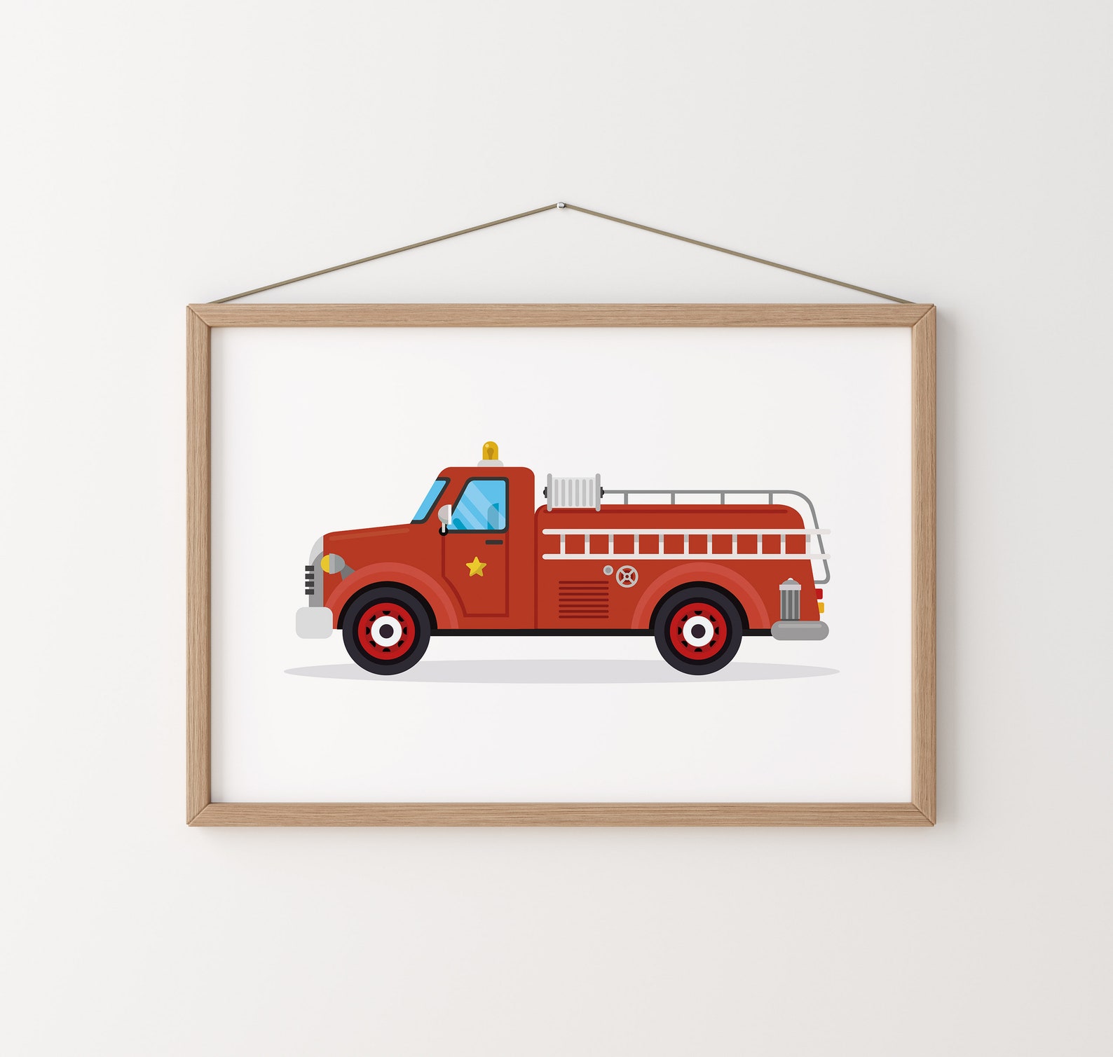 Fire Truck Print, Emergency Vehicle Poster, Children Poster, Boy Room ...