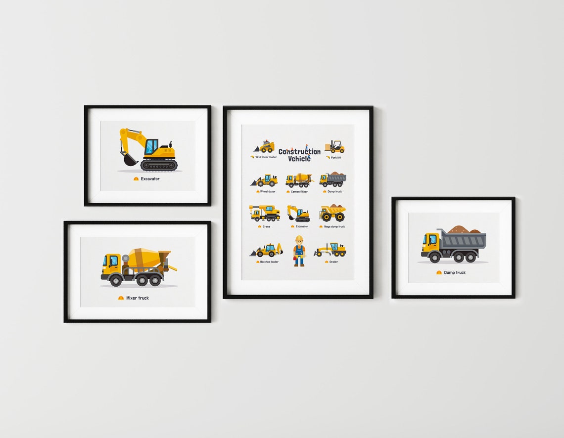 Construction Vehicle Poster, Transport Wall Decor, Car Wall ...