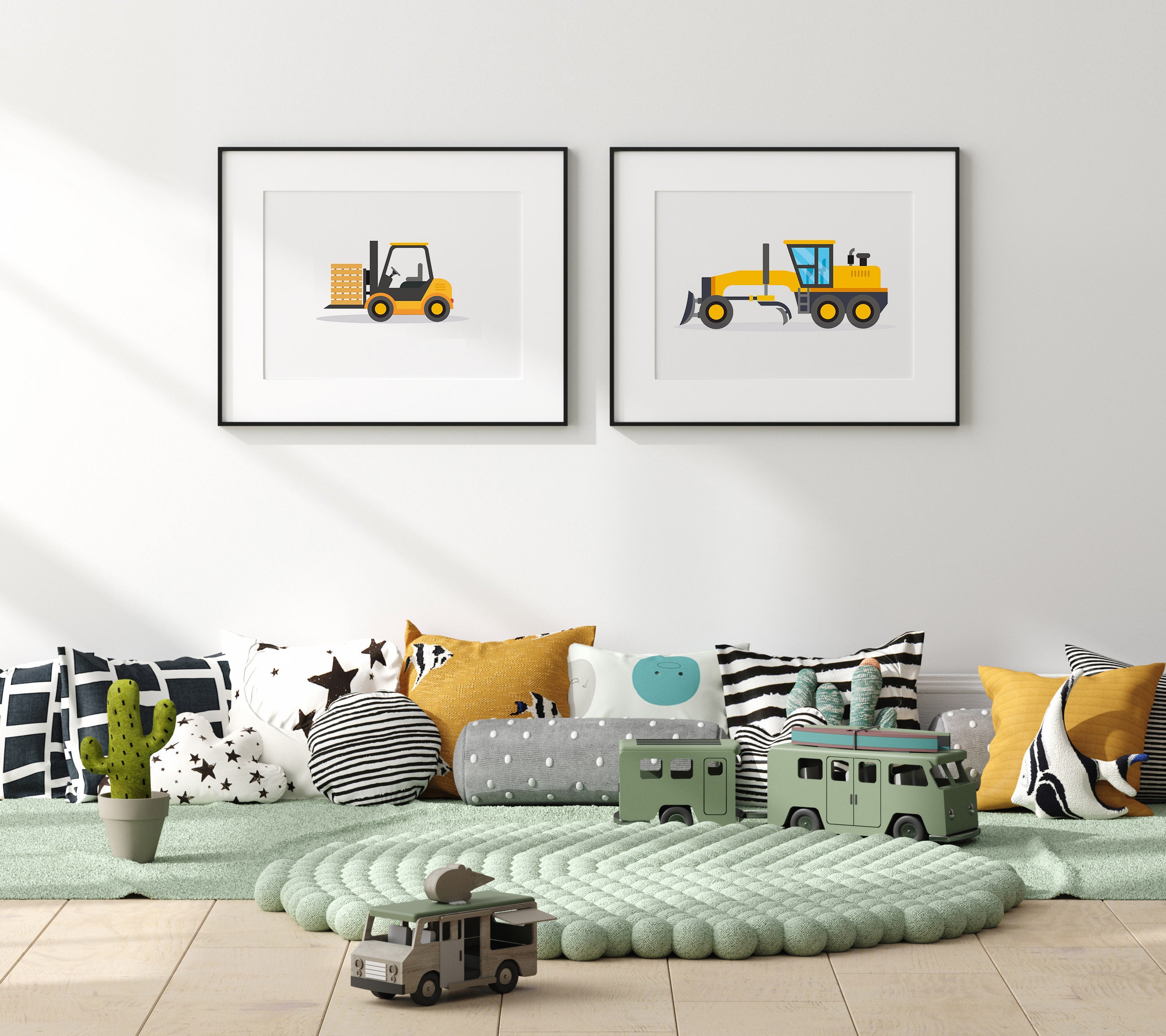 Grader Print, Construction Vehicle Poster, Kids Poster, Boy Room Decor ...