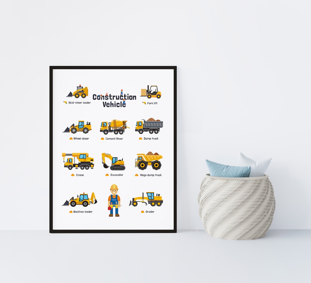 Construction Vehicle Poster, Transport Wall Decor, Car Wall ...