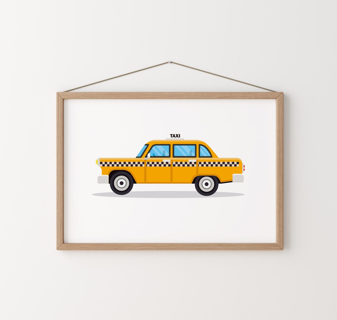 Taxi Print, Yellow Taxi Print, NYC Taxi Cab, Transportation Wall Decor ...