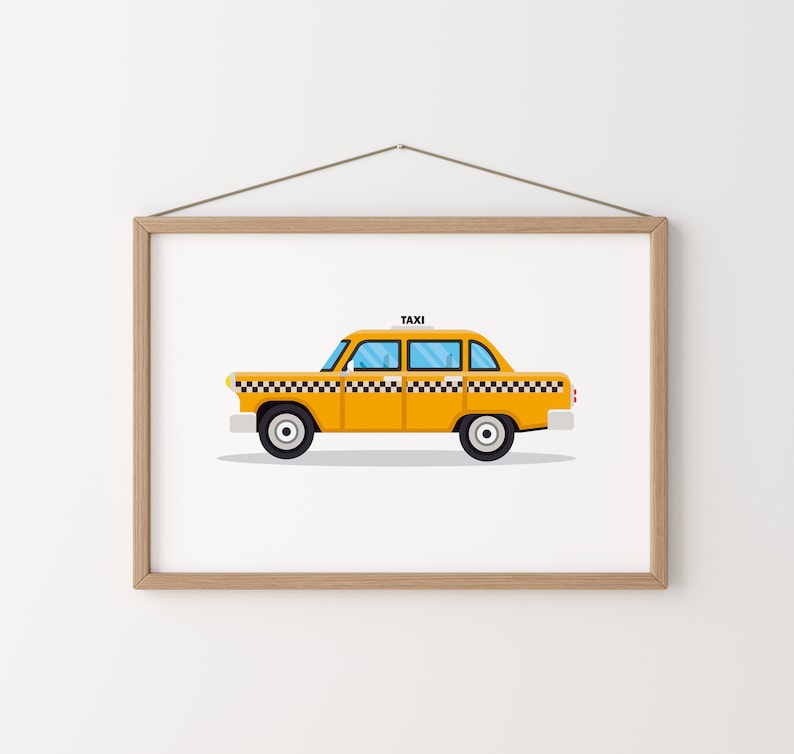 Taxi Print, Yellow Taxi Print, NYC Taxi Cab, Transportation Wall Decor ...