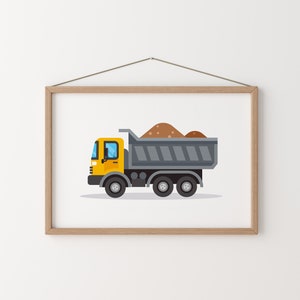 Dump Truck Print, Construction Vehicle Poster, Kids Poster, Boy Room ...