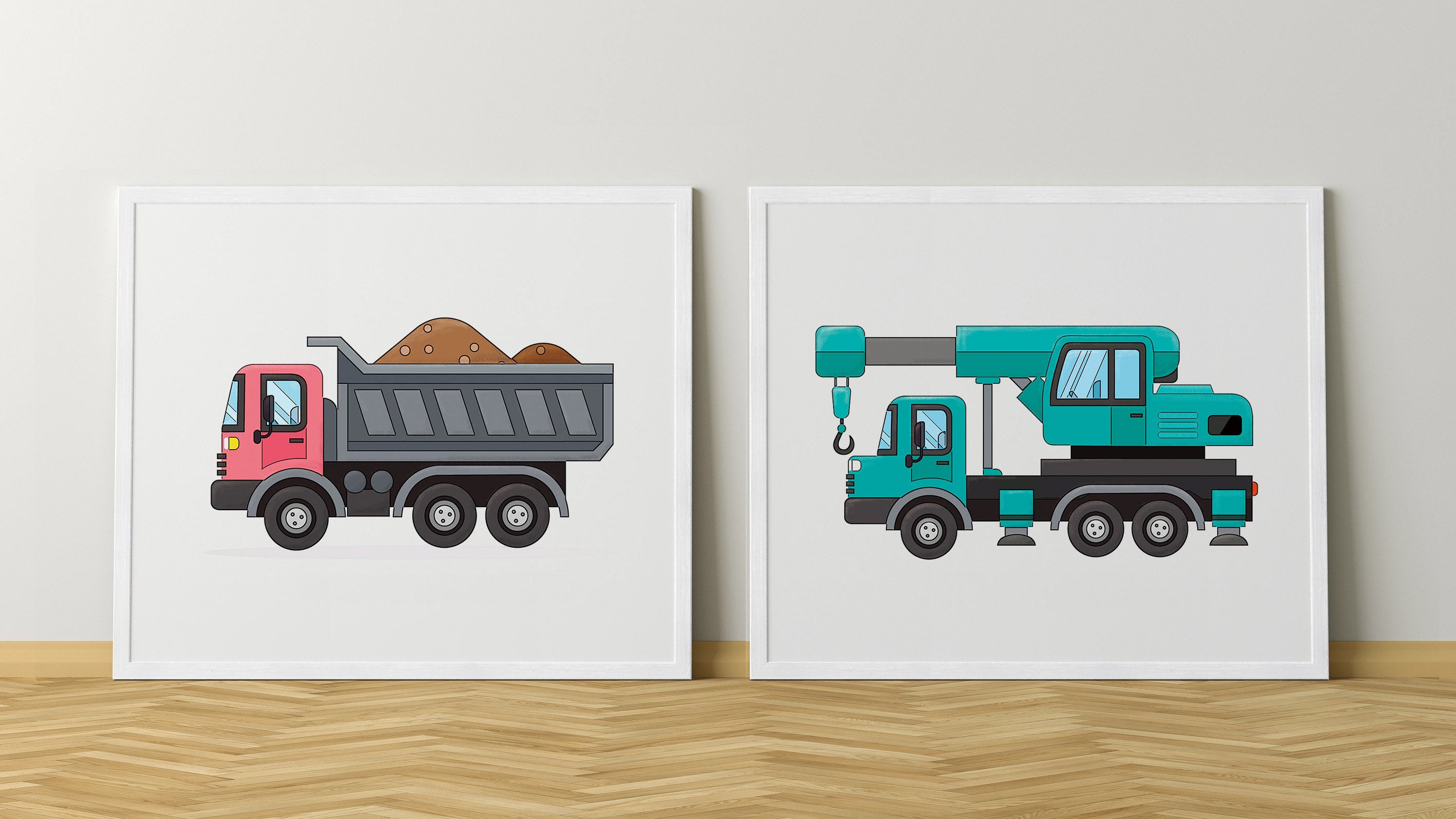 Crane Print Construction Vehicle Poster Children Poster Boy - Etsy