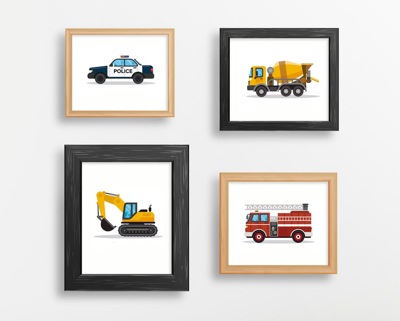 Excavator Print, Construction Vehicle Poster, Kids Poster, Boy Room ...