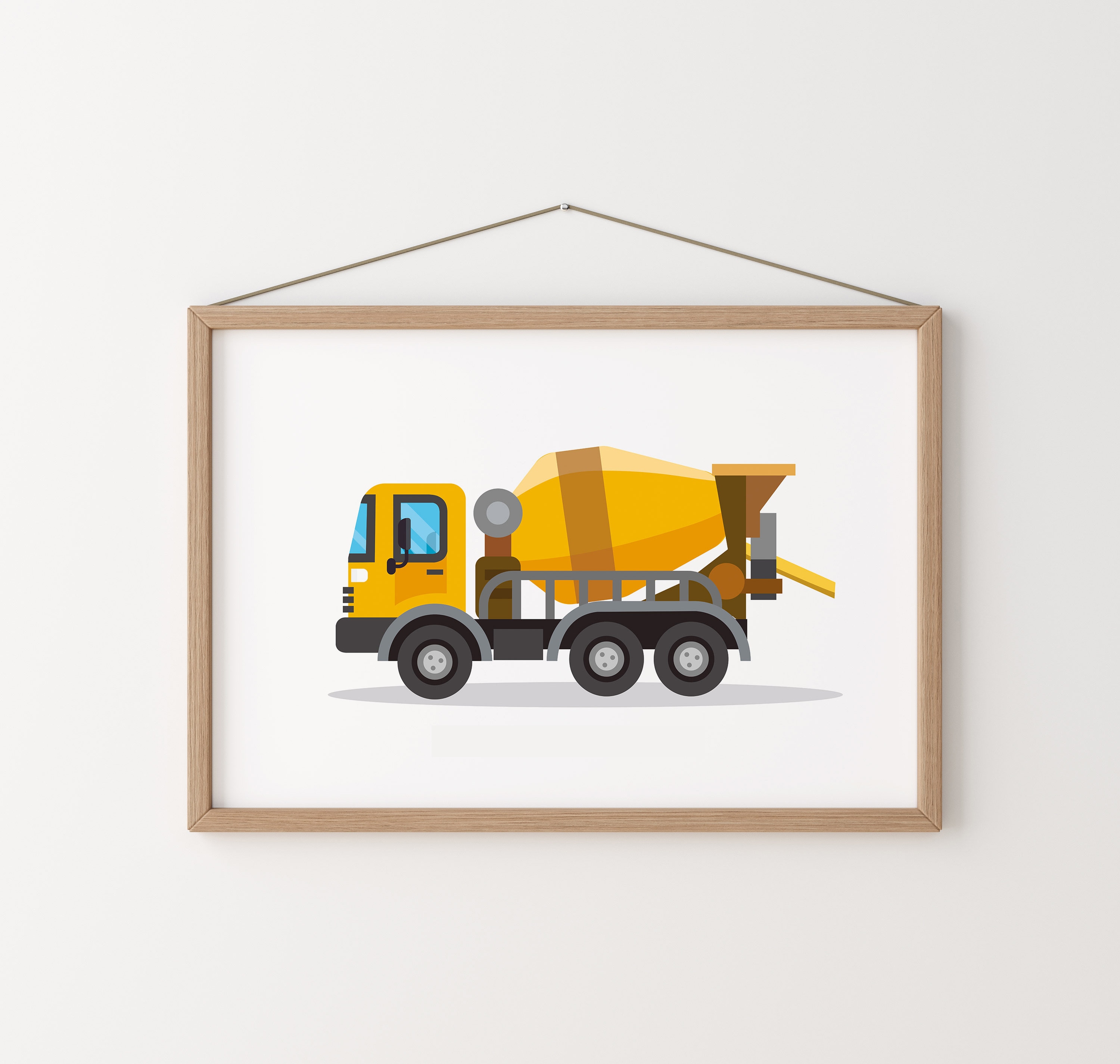 Cement Mixer Print, Construction Vehicle Poster, Kids Poster, Boy Room ...