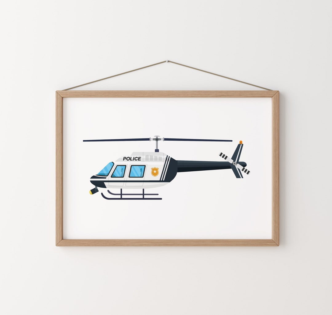 Police Helicopter Print, Helicopter Wall Decor, Police Helicopter, Boy ...