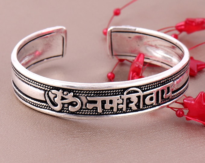 Om Namah Shivay Spiritual Cuff Bracelet, Bangle, Adjustable Hand Band ...