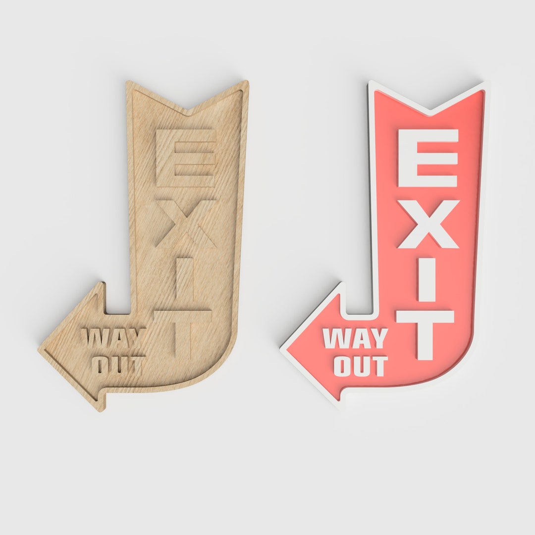 EXIT, Way Out Sign – Digital CNC Files for Download, Scandinavian ...