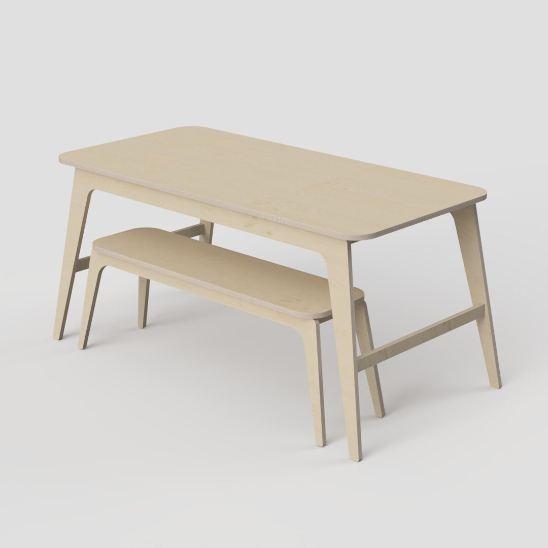 CNC Plans (DXF, SVG) - Tika Kids Bench & Table (large) - Scandinavian ...