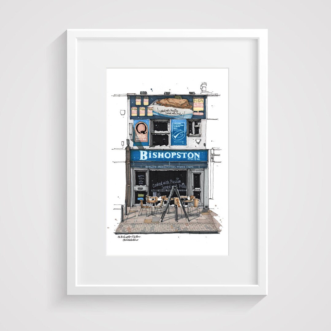 Bishopston Fish Bar Sketch Bristol Print - Etsy