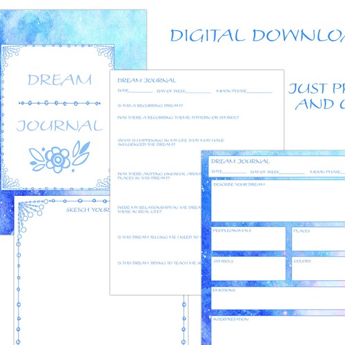 Dream Journal Printable Tracker Pages. Dream Interpretation - Etsy