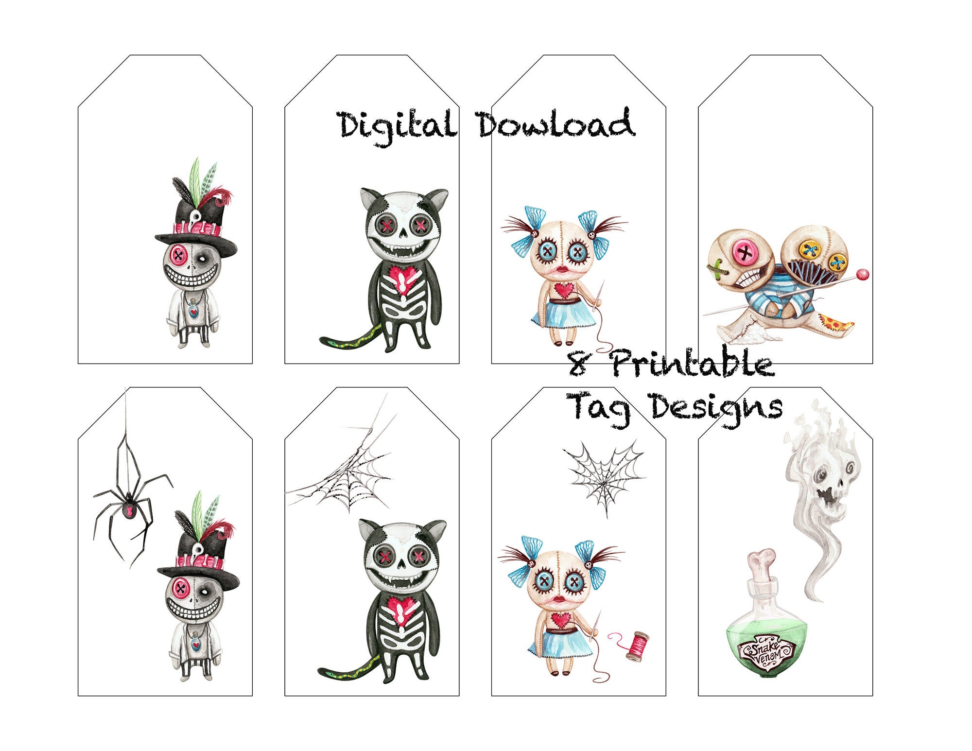 Voodoo Gift Tags Printable - Set of 8 - White Background - Etsy