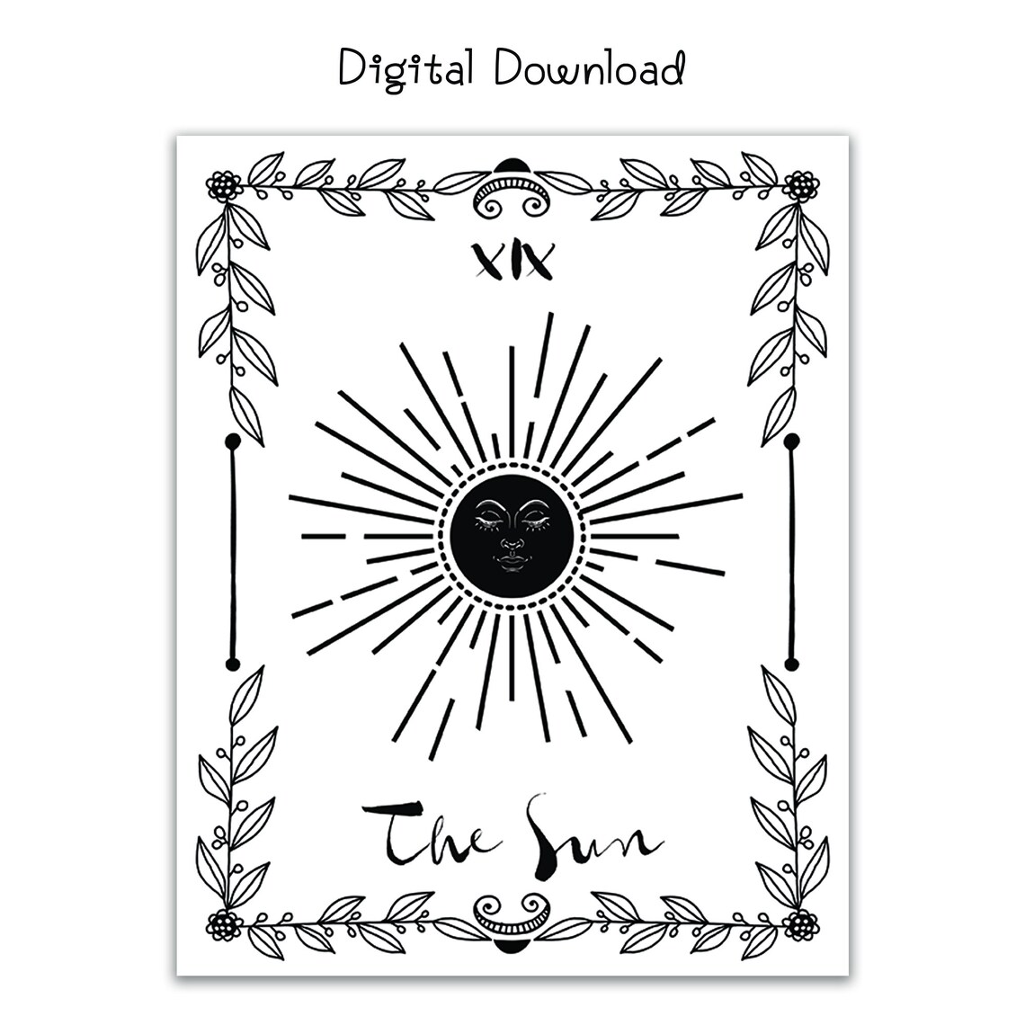 Tarot Card Print the Sun Digital Wall Art - Etsy