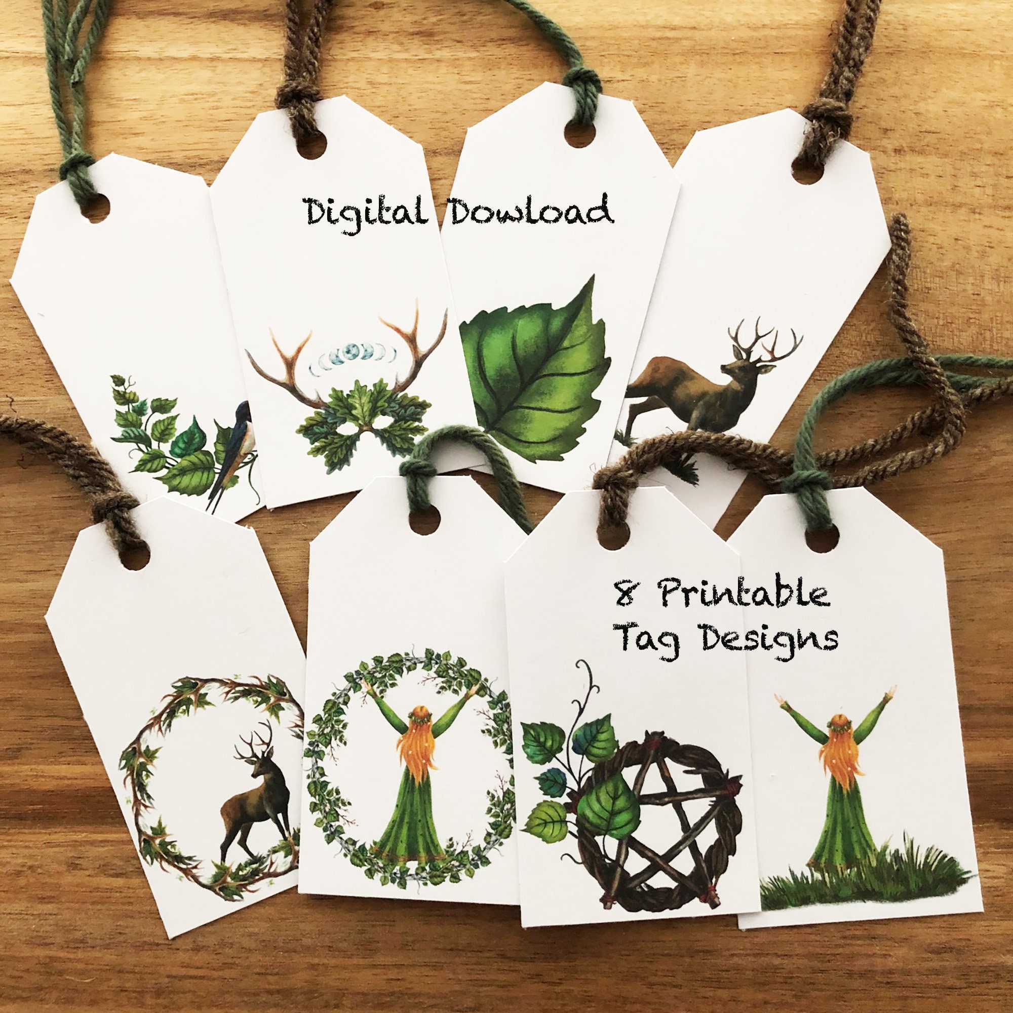 Pagan Nature Holiday Gift Tags Printable - Set of 8 - Etsy