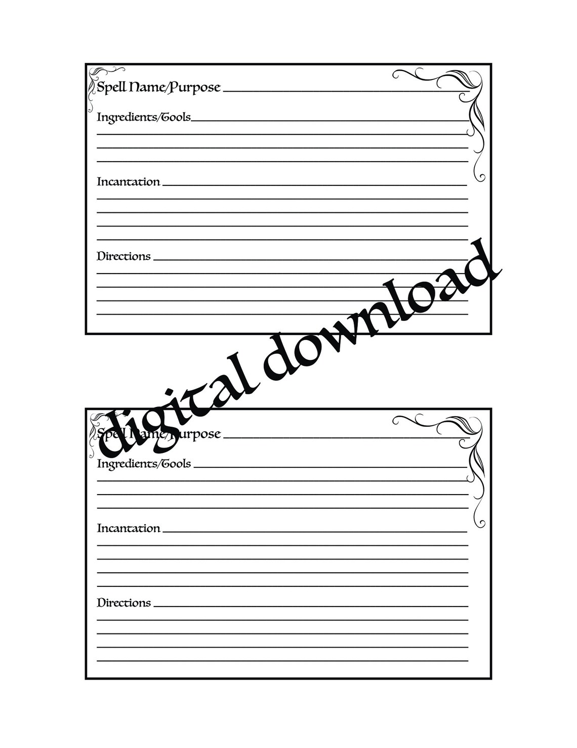 Spell Cards Witchcraft Wicca Spell Recipe Index Cards - Etsy