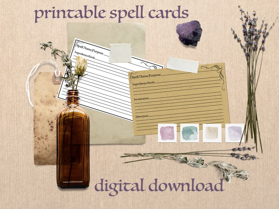 Spell Cards Witchcraft Wicca Spell Recipe Index Cards - Etsy