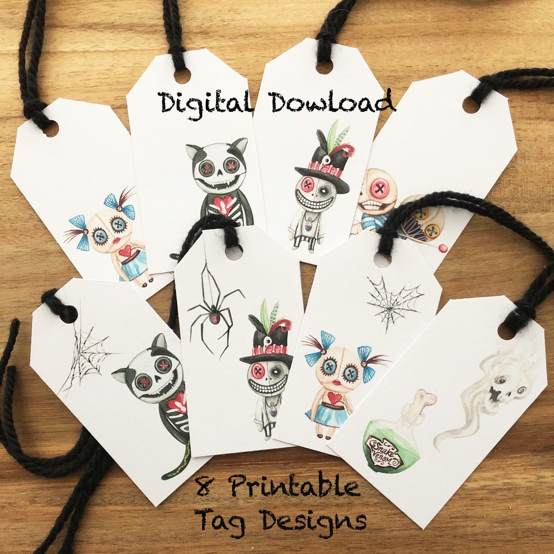 Voodoo Gift Tags Printable - Set of 8 - White Background - Etsy