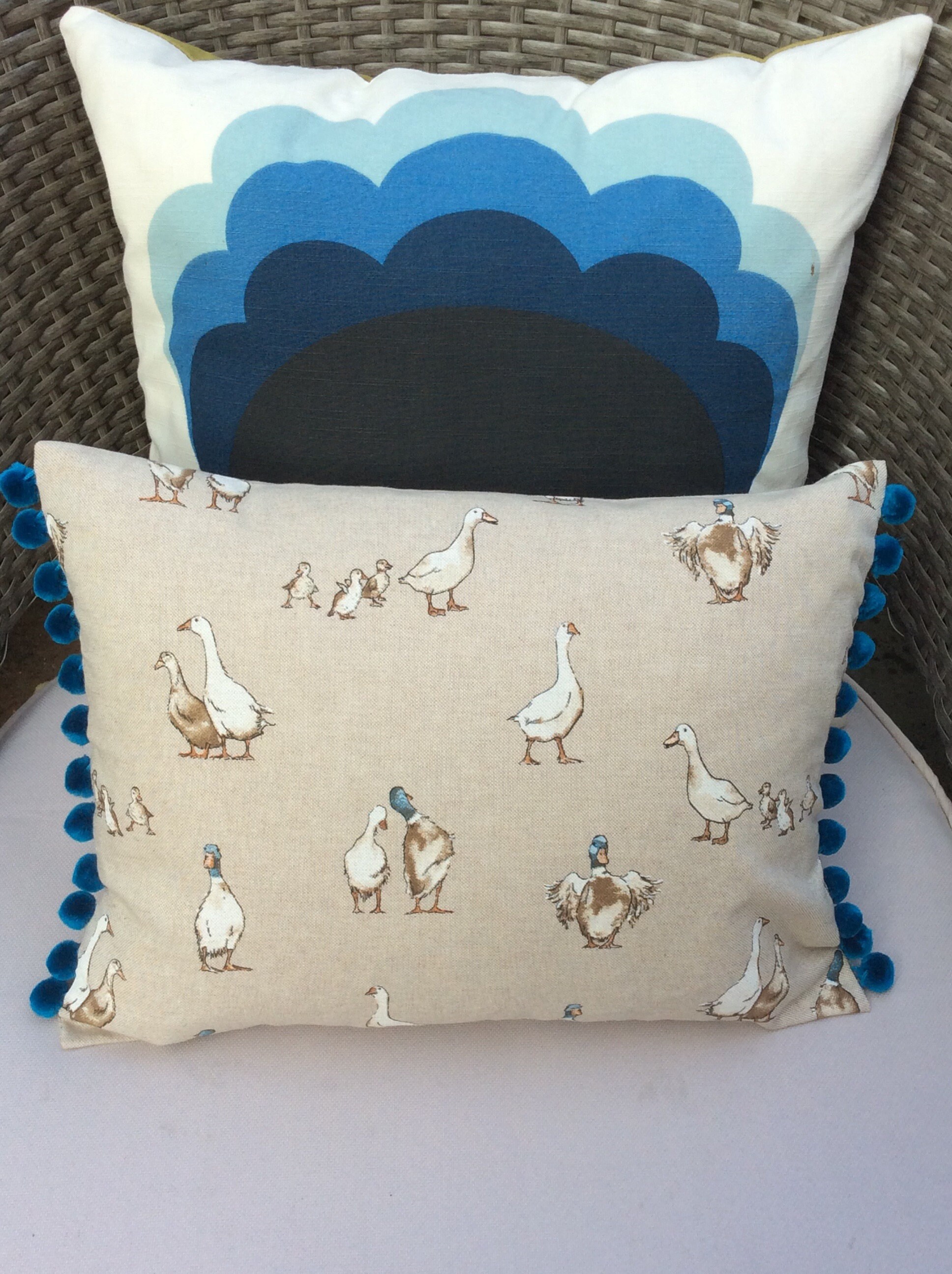 Duck Cushion With Blue Bobble Trim - Etsy Singapore