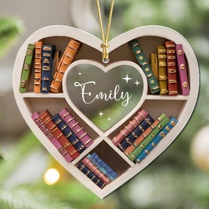 Personalized Christmas Book Tree Name Ornament, Bookish Christmas ...