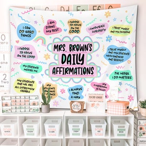 Daily Affirmations Classroom Tapestry, Personalized Teacher Name ...