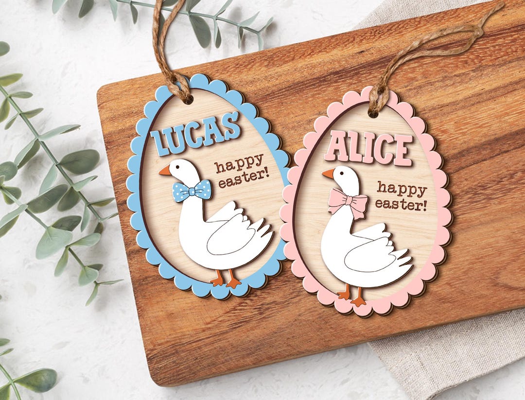 Goose Easter Basket Tag, Custom Easter Name Tag, Easter Goose Tag ...