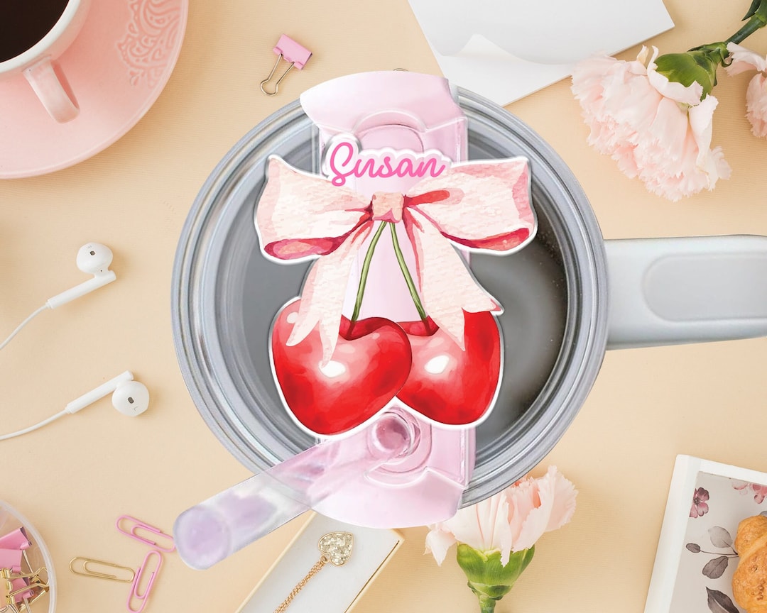 Coquette Bow Name Tag for Tumbler, Pink Bow Tumbler Topper ...