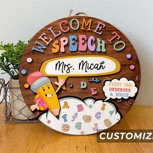 Welcome to Speech Door Sign, Speech Therapy Sign, Speech Language ...